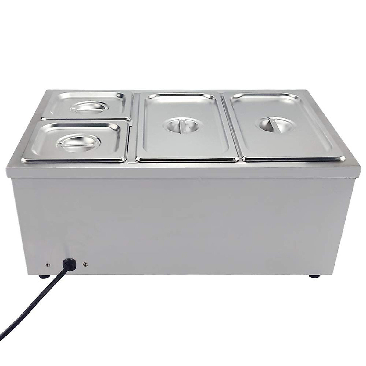 DULONG Commercial Bain Marie Buffet Food Warmer Electric Food Soup Warmer Stove Steam Table Stainless Steel Container Temperature Control for Catering Restaurants Use 1350W(1/3GNx2+1/6GNx2)