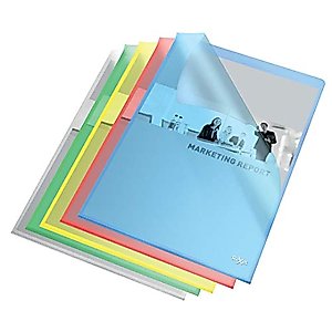 Rexel Quality A4 Document Folder, Assorted Colours, Embossed, 115mic, Cut Flush, Copy Safe, Pack of 25, 2115640