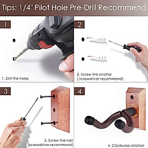 HilerPunk Guitar Wall Mount,1-Pack, Wood Guitar Ukulele Wall Hangers,Hooks,Holders,Stands,Guitar Accessories for Acoustic Electric Bass Guitar Ukulele Banjo Mandolin