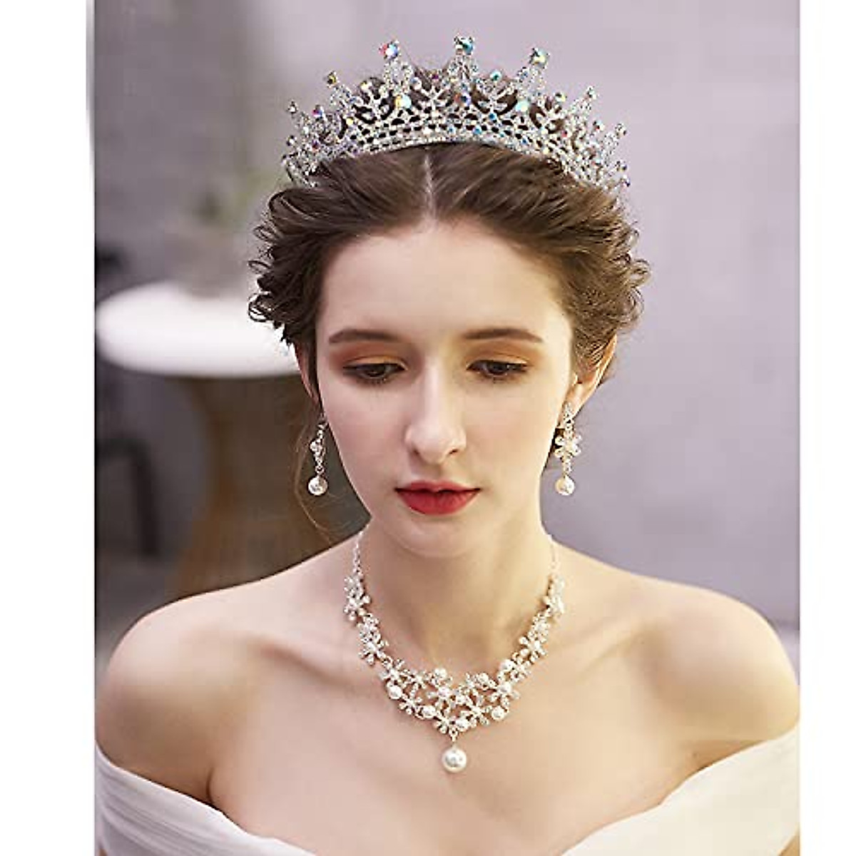 COCIDE Silver Tiara and Crown for Women Birthday Tiara for Girls AB Crystal Queen Crown Rhinestones Hair Accessories for Bride Party Bridesmaids Wedding Halloween Costume Cosplay Gift