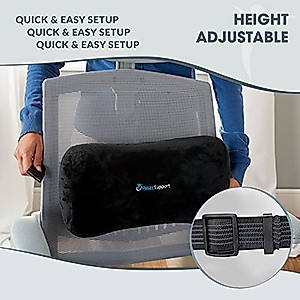 RELAX SUPPORT RS7-X Lumbar Support Pillow - Medium Firm Memory Foam Office Chair Back Support - Promotes Spinal Alignment & Better Posture - Non-Slip Strap, Washable Cover - Fits Wheelchair, Recliner