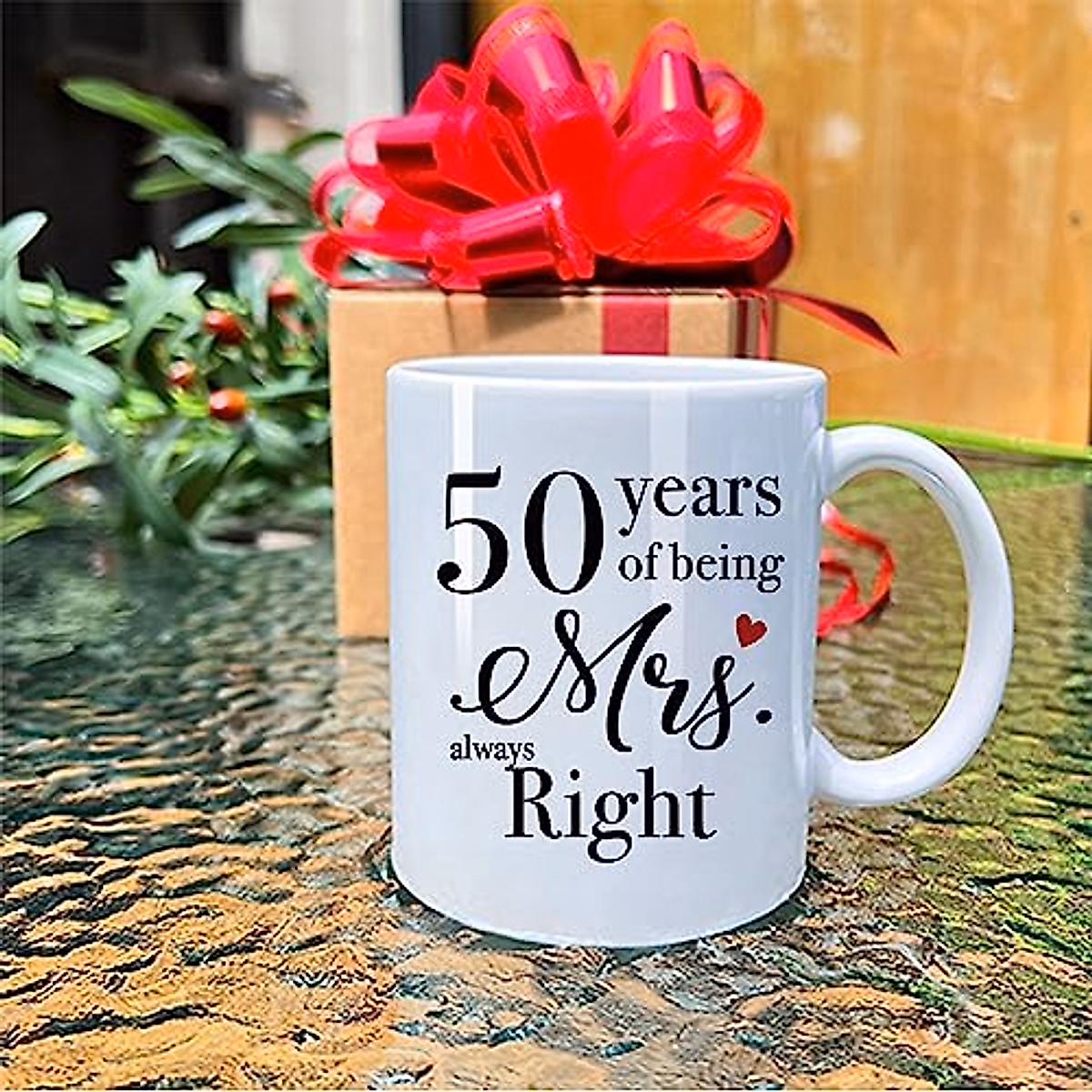 Dnuiyses 50 Years of Being Mr. Right & Mrs. Always, 50th Anniversary Wedding Engagement Gifts for Couples Husband Wife Parents Grandparents, 50th Mug Gifts Set of 2-112