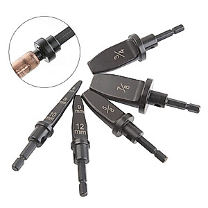 VideoPUP 5pcs Swaging Tool Drill Bit Set,Metric Pipe Expander Metric Air Conditioning Copper Pipe Expander - 6/8/10mm, 9/12mm, 5/8", 3/4", 7/8" Flaring Spin Set