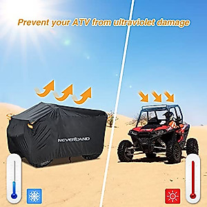 NEVERLAND ATV Cover Waterproof Heavy Duty 4 Wheeler Cover Quad Cover All Season Weather Proof Outdoor UV Protection for Polaris Kawasaki Yamaha Suzuki Honda (Black Large)