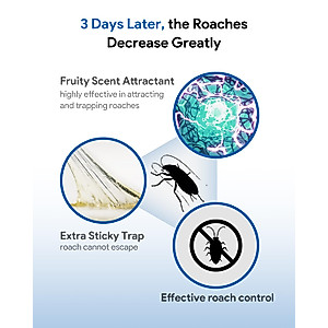 Large Roach Insect Traps 30 Pack, Trap & Kill Indoor Crawling Crickets, Scorpions, Cockroaches, Bugs, Spiders, Centipedes, Mice Glue Boards, On-Wall Insect Catcher, Pre-Baited Fruity Scent