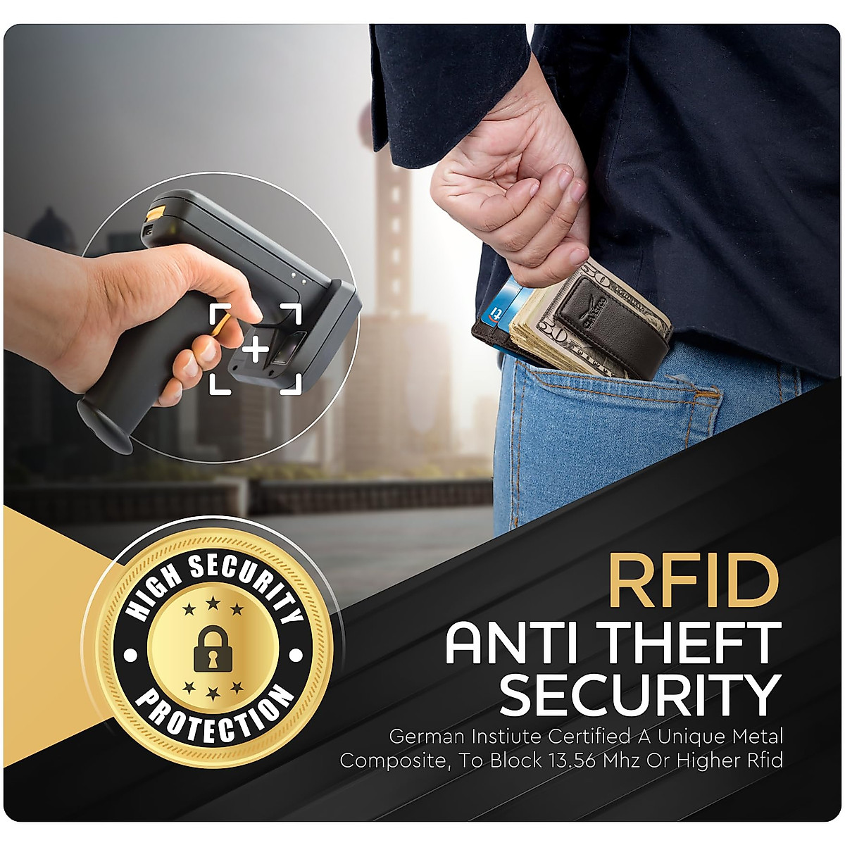 Money Clip Leather Wallet For Men Slim Front Pocket RFID Blocking with Super Strong Magnetic