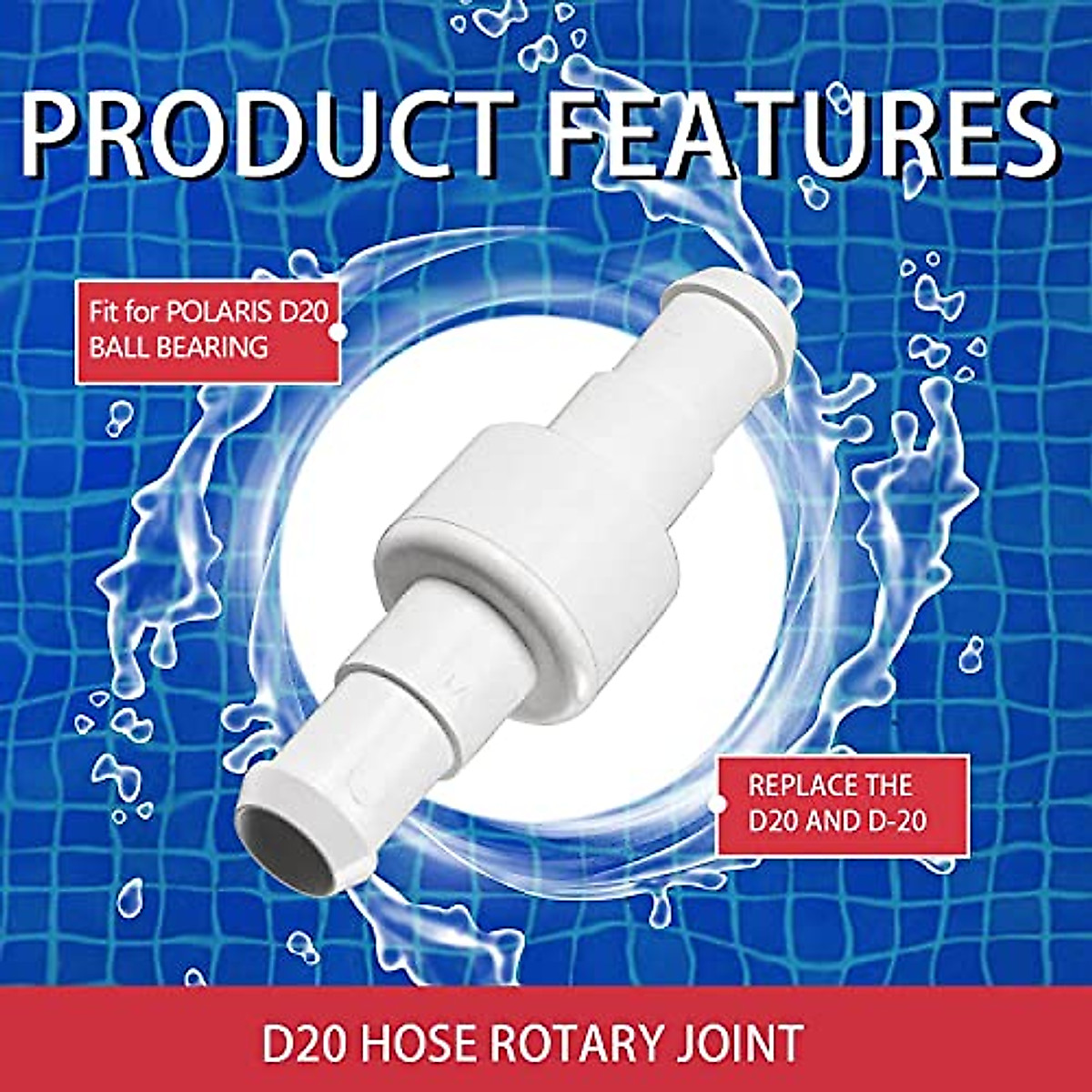 Pool Cleaner Hose Ball Bearing Swivel D20 Replacement for Zodiac Polaris 280, 380, 180, 3900 Parts D20, D-20 (Pack of 3)