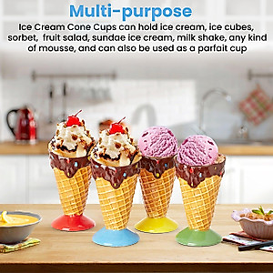 Kovot Ceramic Dessert & Ice Cream Cone Set - Includes 4 Ceramic Cones And 4 Metal Spoons