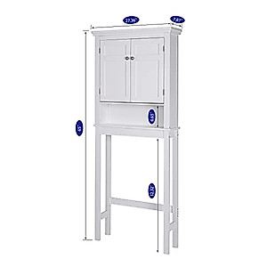 Spirich Over The Toilet Storage Cabinet, Bathroom Shelf Over The Toilet, Over Toilet Bathroom Organizer (White)