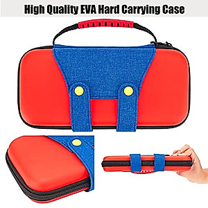 AMORBASE Switch Case Compatible with Nintendo Switch & Switch OLED - 20 Games Holder Protective Hard Shell Travel Carrying Case Pouch for Console & Accessories (Red)