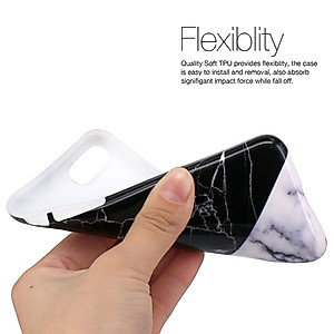 iPhone 7 Case, iPhone 8 Case, JAHOLAN White Black Geometric Marble Design Slim Shockproof Flexible Glossy TPU Soft Case Rubber Silicone Cover for Apple iPhone 7 / iPhone 8