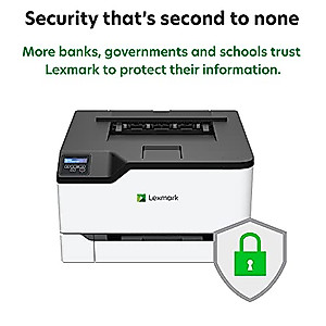 Lexmark C3326dw Color Laser Printer with Wireless Capabilities, Standard Two-Sided Printing, Two Line LCD Screen with Full-Spectrum Security and Prints Up to 26 ppm (40N9010), White/Gray
