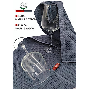 ANEWAY Kitchen Hand Towels 100% Cotton Waffle Weave Dish Towel for Cleaning Drying - Extra Absorbent and Soft - 13 x 28 inch (Beige+Dark Grey+Brown-6 Pack)