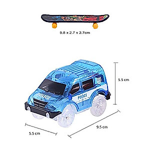QUOXO 3 Pack Tracks Cars Replacement ONLY, Glow in The Dark with 5 Flashing LED Lights Tracks Cars only Replacement(Free Finger Skateboard)