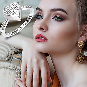 Angel Wing Heart Cremation Ring for Women - 925 Sterling Silver Holds Loved Ones Ashes Rings for Pet Human Ash (10)