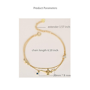 N+A Cute Layered Aladdin Genie Lamp Bracelet for Women Girls Sterling Silver Crystal Charms Hand Chain Trendy Birthday Christmas Party Holiday Jewelry BFF Gift for Mom Daughter (Gold)