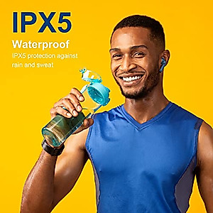 Bluetooth Headphones 5.1, True Wireless Earbuds 25H Playtime Built-in 4 Mics, CVC8.0 ENC Clear Calls, Deep Bass, USB-C Fast Charge, IPX5 Waterproof, Ear Buds for Sport Work