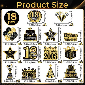 42PCS Black and Gold 18th Birthday Hanging Swirls Decorations for Boys Girls, Happy 18th Birthday Streamers Party Decorations, Vintage 2006 Eighteen Birthday Ceiling Decorations Hanging Whirls