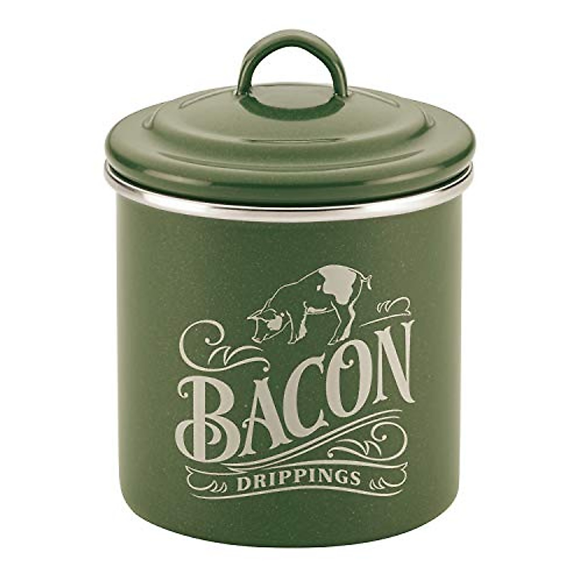 Ayesha Curry Enamel on Steel Bacon Grease Can / Bacon Grease Container - 4 Inch, Green