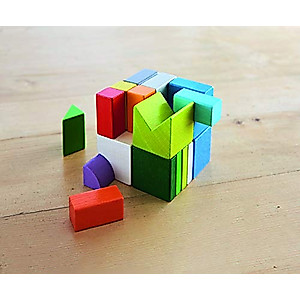 HABA Chromatix Wooden Blocks - 19 Piece Building Block Set - for Children Ages 3+