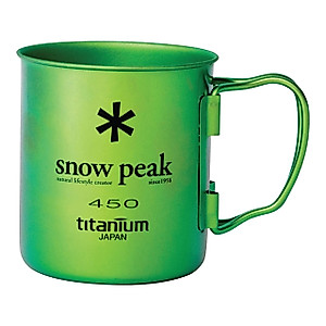 Snow Peak Titanium Single-Wall Cup - Foldable Handles - Camping & Backpacking - 15.2 fl oz - Anodized Blue