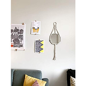 Mkono Macrame Wall Hanging Mirror Boho Geometric Decorative Mirror for Apartment Livingroom Bedroom Dorm Room Entryways