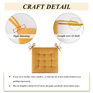 FlyGulls Set of 4 Chair Cushions for Dining Chairs 18" x 18" Corduroy Chair Seat Cushion for Office and Kitchen Chair Comfort Chair Cushion for Long Sitting (Yellow)