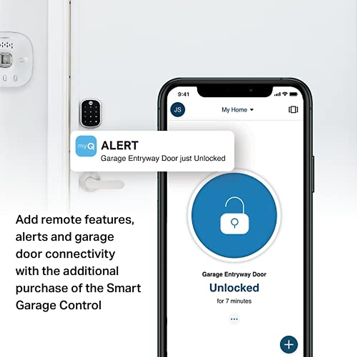 Yale | LiftMaster Smart Lock with Touchscreen Deadbolt- Works with myQ App & Key by Amazon in-Garage Delivery when paired with Smart Garage Hub (sold separately), Satin Nickel
