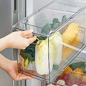 loobuu Plastic Storage Drawer, Clear Stackable Storage Bin, Multi-Use Large Organization Solution for Kitchen, Pantry, Bathroom, Home, Snack, Makeup, Under Sink Organizer Vanity Cabinet