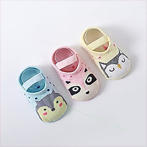 QandSweat Baby Toddler Non-skid Socks Little Girls Cute Cartoon Floor Socks 9-36 Months (Cartoon 8 Pairs)