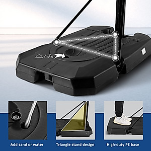 Basketball Hoop Outdoor 6.7 ft-10ft Height Adjustable Basketball Goal Portable Basketball Hoop with 44'' Basketball Backboard Wheels for Adults Youth Outdoor