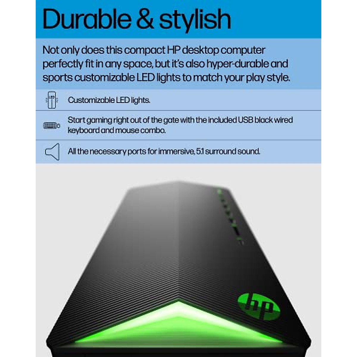HP Pavilion Gaming Desktop, AMD Ryzen 7 5700G Processor, NVIDIA GeForce RTX 2060 graphic, 16 GB RAM, 1 TB SSD, Windows 11 Pro (TG01-2460, shadow black)