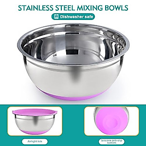 Naitesen 28PCS Mixing Bowls with Lids Colander Set, Stainless Steel Nesting Bowls with Measuring Spoons and Cups Cooking Utensils for Baking Supplies Kitchen Essentials Tools