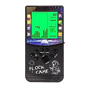 HLF New Large Screen Brick Game Console Green Backlight Built-in 23 Multi-Mode Block Games Classic Nostalgia Puzzle Speed and Difficulty can be Adjusted Suitable as a Gift for Kids (Black)