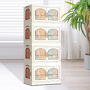 FXTNKYY Storage Bins with Lids,Collapsible Storage Bins for Closet Organizer, Plastic，Stackable，with Wheels for Home Room Storage (4 Pack)