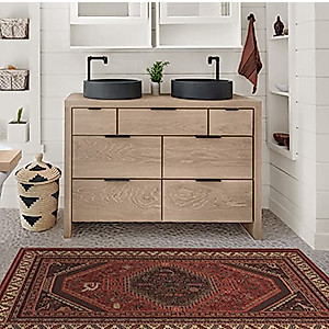 RUGGABLE Zareen Washable Rug - Perfect Boho Area Rug for Living Room Bedroom Kitchen - Pet & Child Friendly - Stain & Water Resistant - Scarlet Red 3'x5' (Standard Pad)