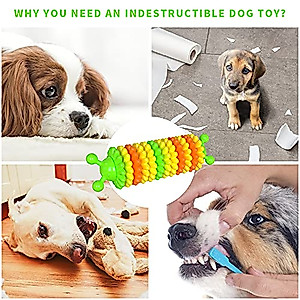 TIANHAO Dog Toys for Aggressive Chewers, Natural Rubber Indestructible Teeth Cleaning Dog Chew Toys for Small Medium Large Dogs, Outdoor Entertainment Interactive Puppy Chew Toys for Training, Green
