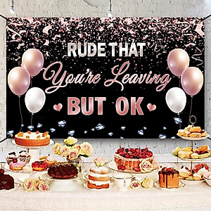 Trgowaul Retirement Farewell Party Decorations, Rose Gold Rude That You're Leaving But OK Banner Goodbye Backdrop, Going Away Banner Party Supplies Bye Office Work Graduation Party Decorations