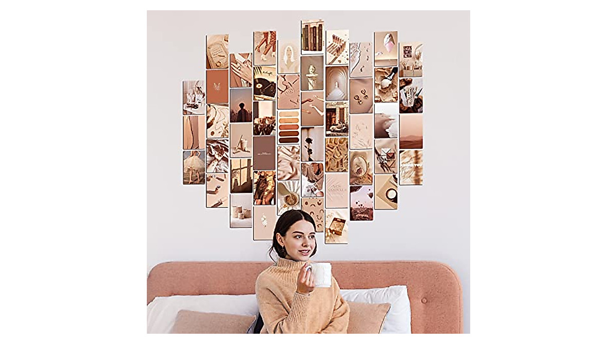 KOLL DECOR Beige Wall Collage Kit - Boho Style Wall Decor for Teens