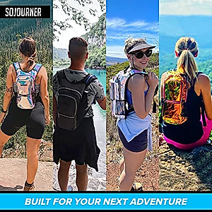 SOJOURNER Rave Hydration Pack Backpack - 2L Water Bladder Included for Festivals, Raves, Hiking, Biking, Climbing, Running and More (Medium) (Holographic - Pink)