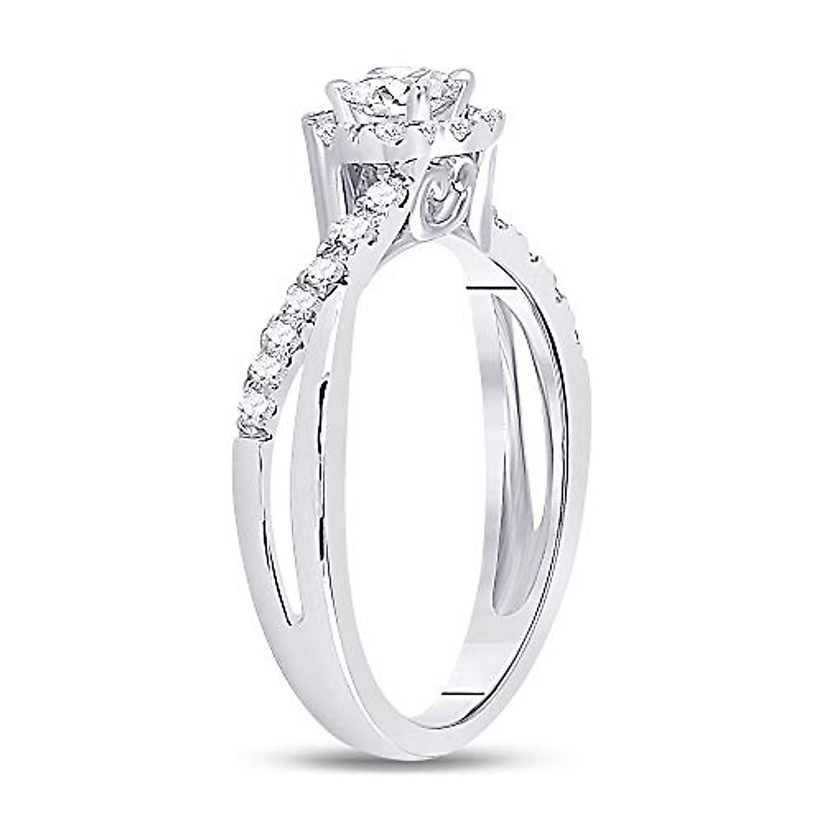 Dazzlingrock Collection 14kt White Gold Womens Round Diamond Solitaire Bridal Wedding Engagement Ring 1/2 ctw