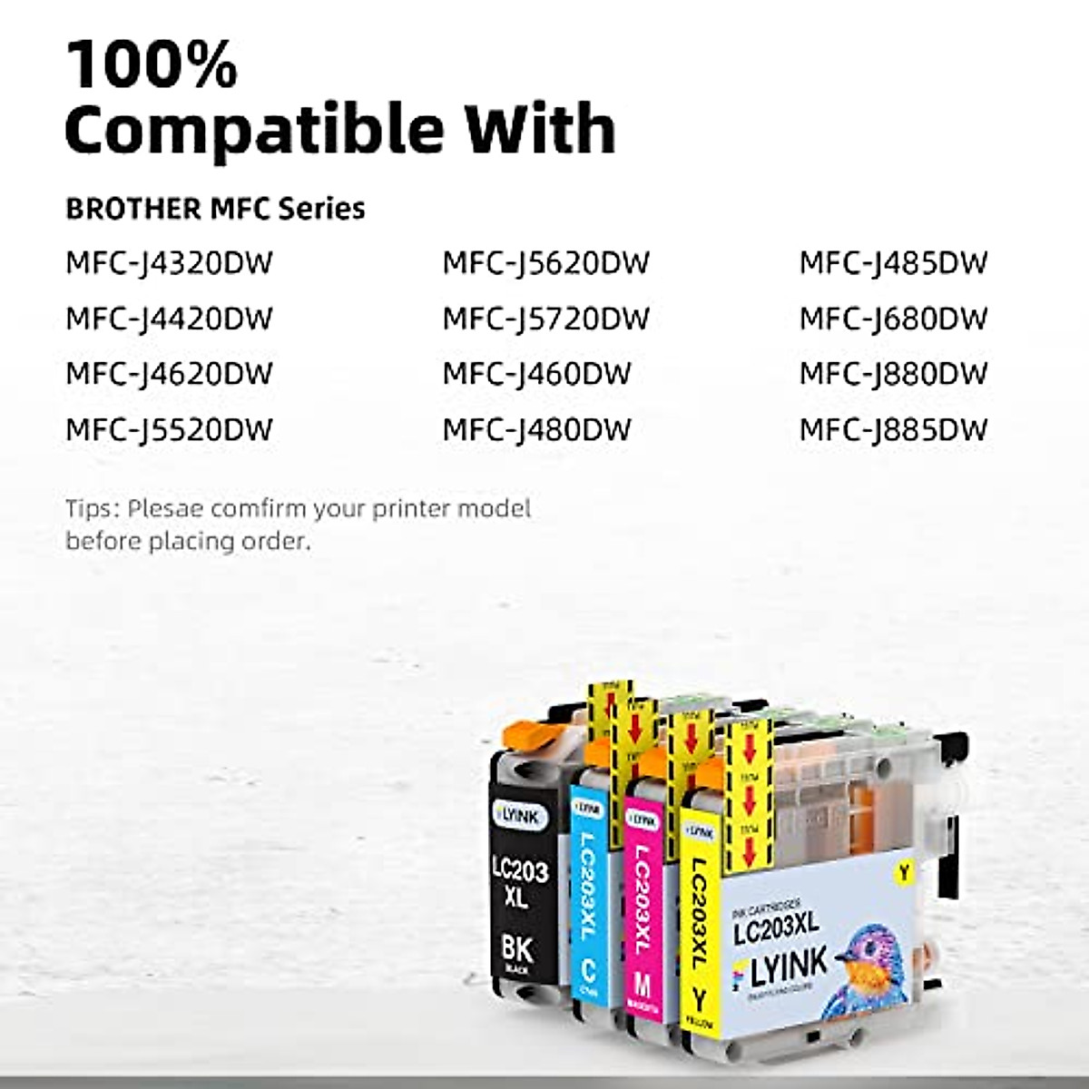 FLYINK Ink Cartridges for Brother lc203 lc201 XL Black and Color for MFC-J480DW MFC-J4420DW Printer