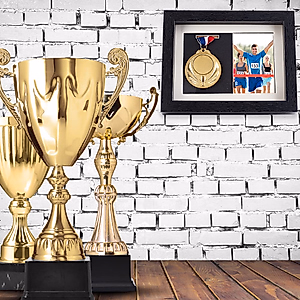 OLYCRAFT Medal Display Shadow Box 6.9x7.2x9 inch Black Medal Display Case Natural Wood Photo Frames with Clear Window for Military Medals, Beach Tags, Jewelry Pins, Pin Enthusiast Collectibles