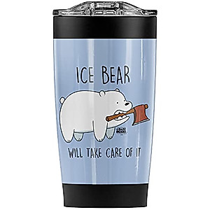 Logovision We Bare Bears Take Care Of It Stainless Steel Tumbler 20 oz Coffee Travel Mug/Cup, Vacuum Insulated & Double Wall with Leakproof Sliding Lid | Great for Hot Drinks and Cold Beverages