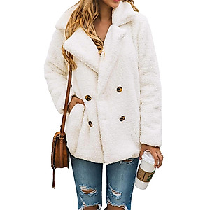 PRETTYGARDEN Women's Fashion Winter Coat Sherpa Fleece Faux Fur Shearling Oversized Trendy Jackets Warm Outerwear (Style Two White,Medium)