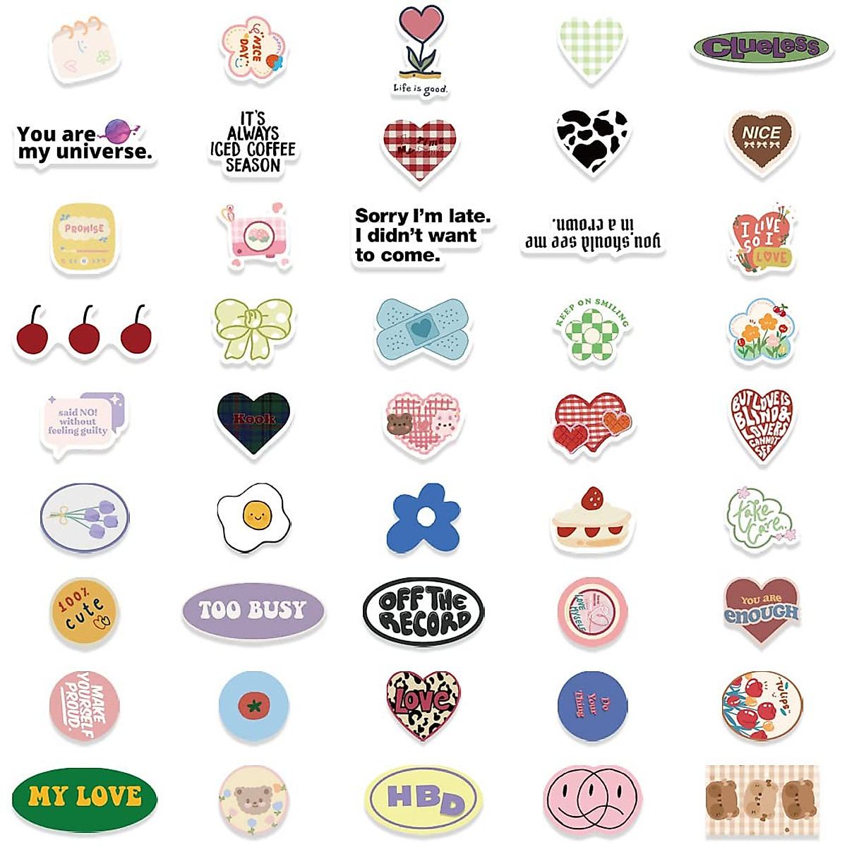 ZJSXINDI kawaii deco stickers cute Scrapbook Stickers 90pcs Cute small Stickers Set,Cardstock Stickers Decorative Masking Stickers for Personalize Laptop Scrapbook Daily Planner and Crafts (deco stickers)