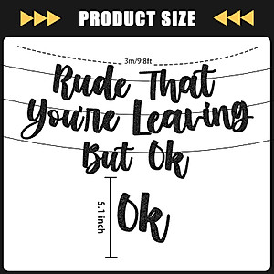 Rude That You're Leaving But Ok Banner Hanging Swirls Centerpieces, Going Away Party Decorations For Coworker Farewell Decorations Party, Gold Glitter Coworker Leaving Decorations, Retirement Party