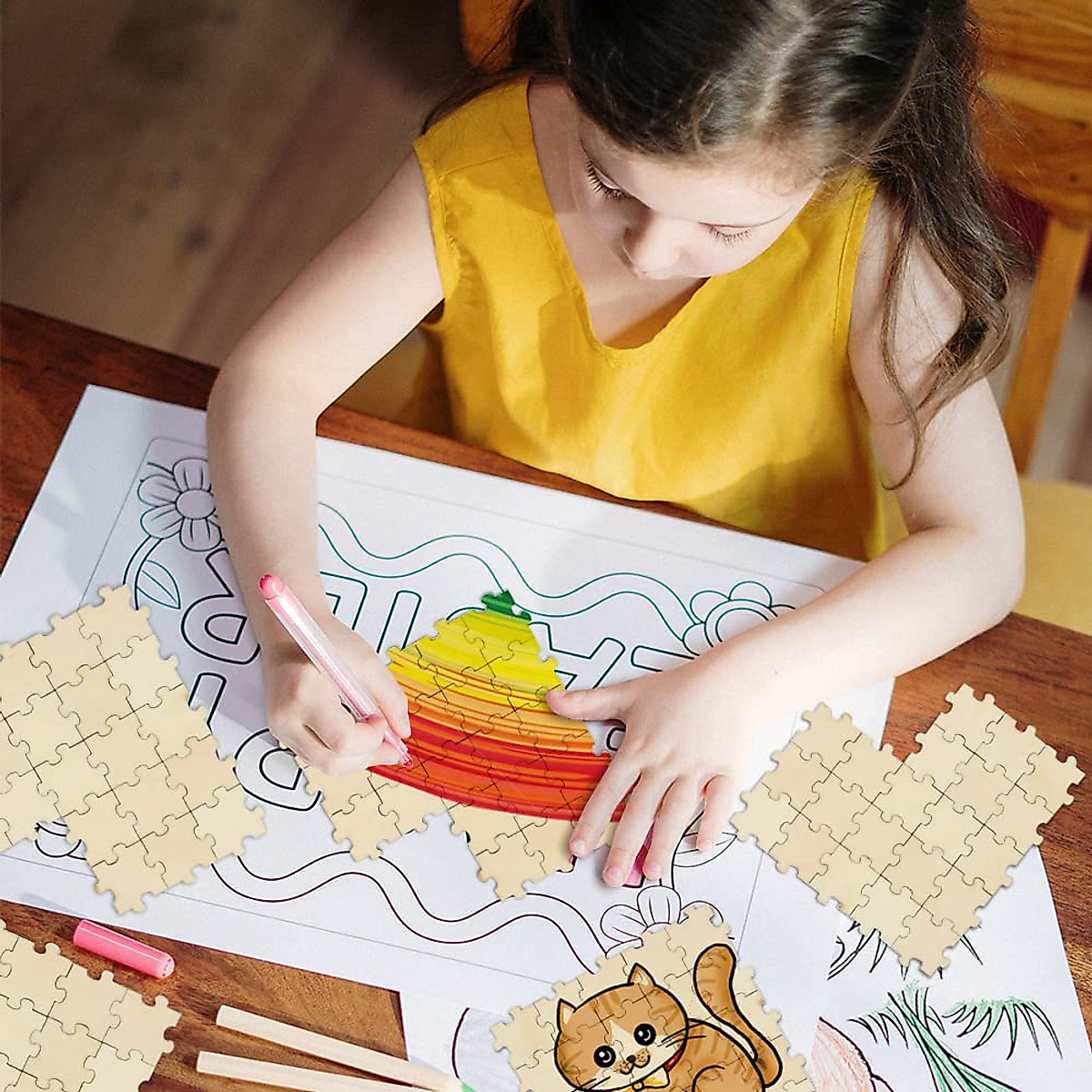 UPlama 300PCS Blank Puzzles, Freeform Blank Puzzle Pieces Blank Wooden Puzzles DIY Jigsaw Puzzles Plain Puzzle Pieces for Crafts, Arts, Card Making (1.18" x 1.18")