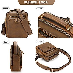 Jack&Chris Leather Messenger Bag for Men, Man Purse Crossbody Bags for Work Business, Brown