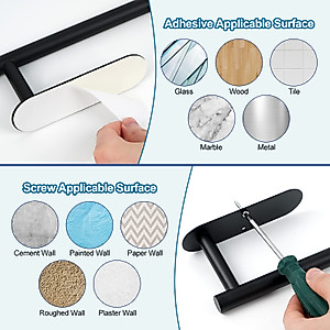 Elyum 2 Pack Paper Towel Holder Sturdy and Durable Black Paper Towel Holder Self Adehesive or Drilling Kitchen Towel Holder Paper Towel Holder Countertop for Bathroom, Kitchen(13Inch, Black)